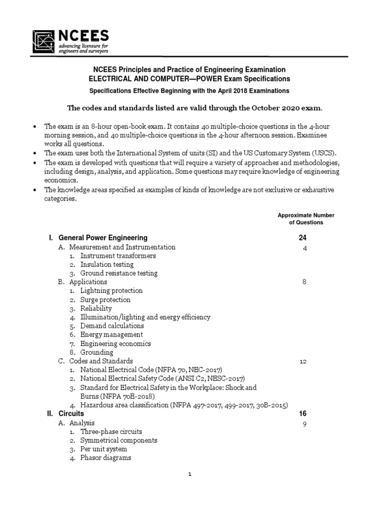 NCEES Principles and Practice of Engineering Examination Electrical and ...