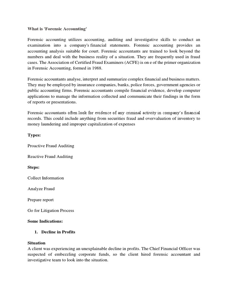 What Is 'Forensic Accounting': Types | PDF | Fraud | Accounting