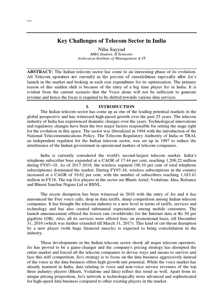 Key Challenges in India's Telecom Sector | PDF | Telecommunication ...