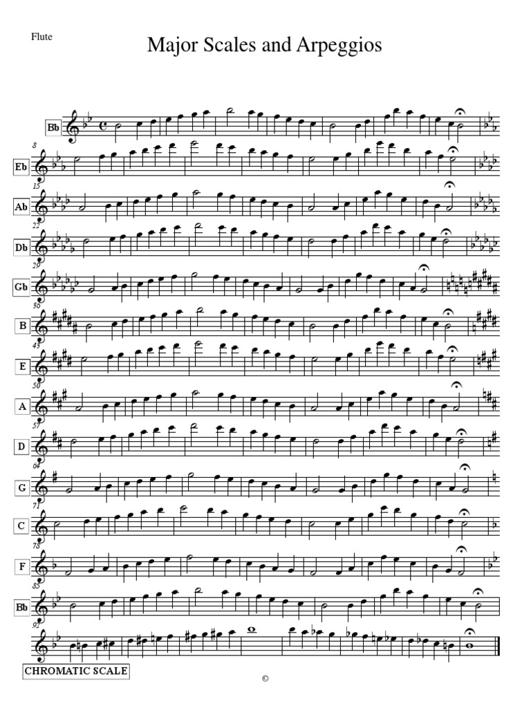 Major Scales and Arpeggios: Flute | PDF