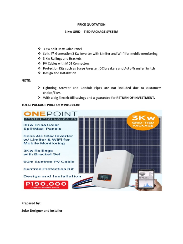 3kW Grid-Tied Solar Package Price | PDF