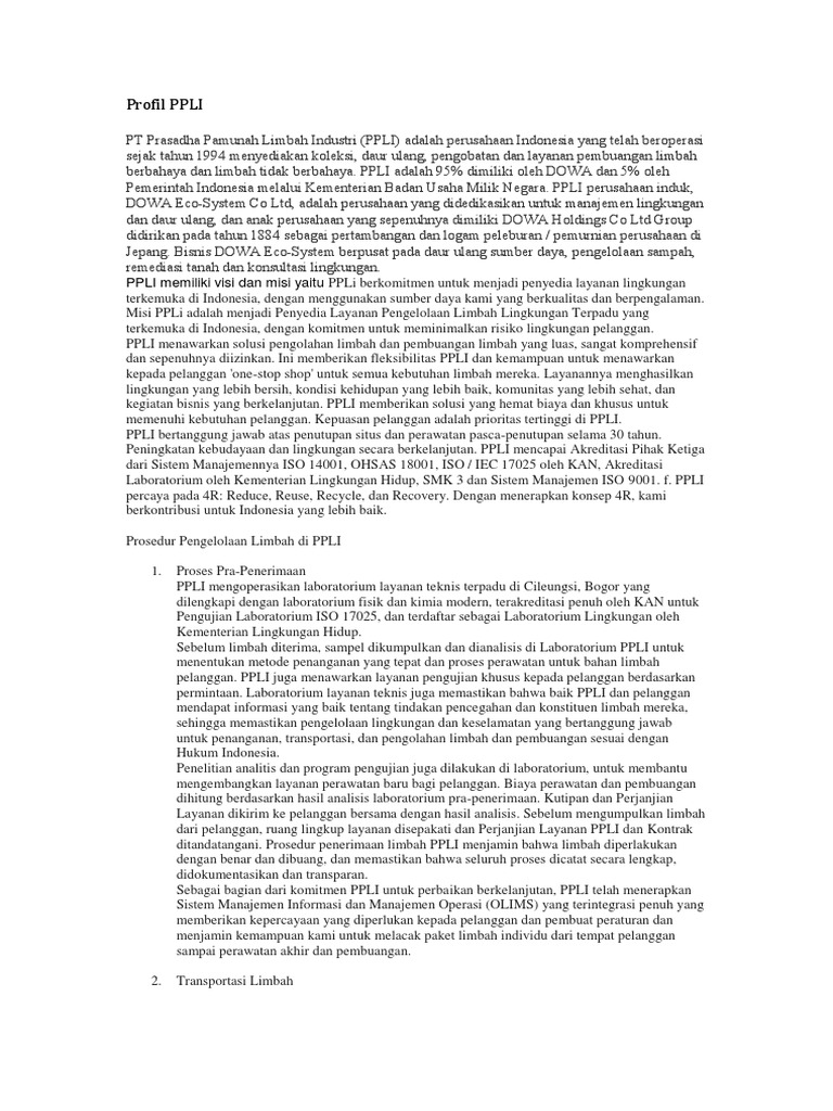 Profil PPLI | PDF | Bisnis | Teknologi & Rekayasa