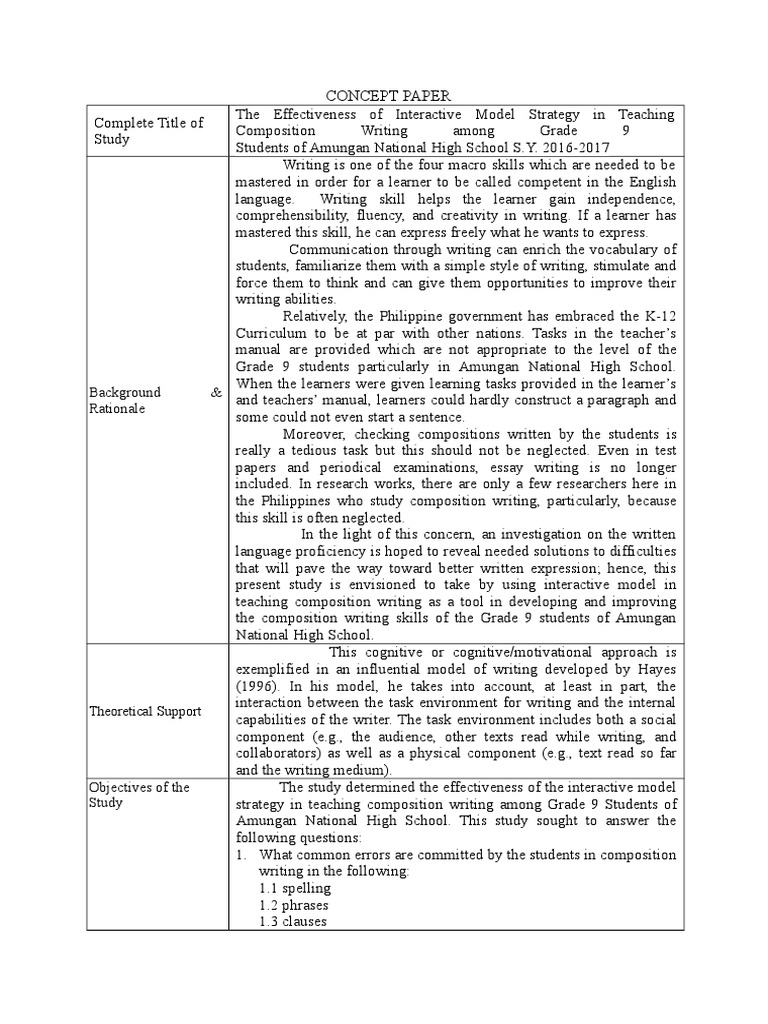Background & Rationale: Theoretical Support | Download Free PDF ...