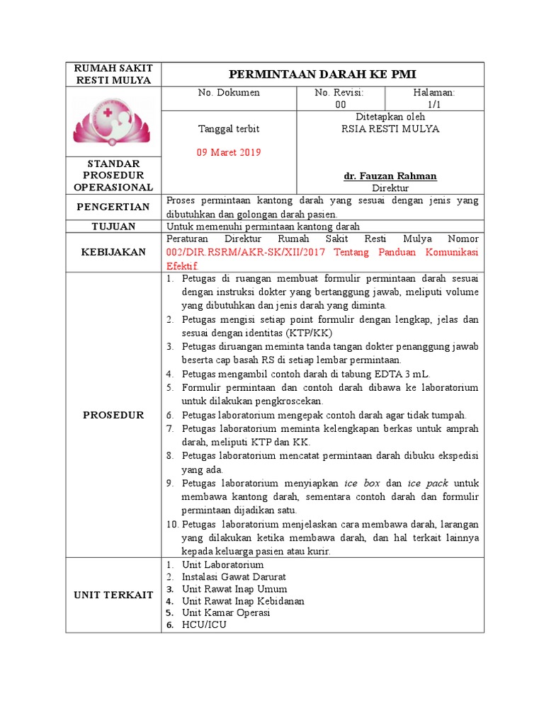 000 - LAB - SPO Permintaan Darah Ke PMI | PDF