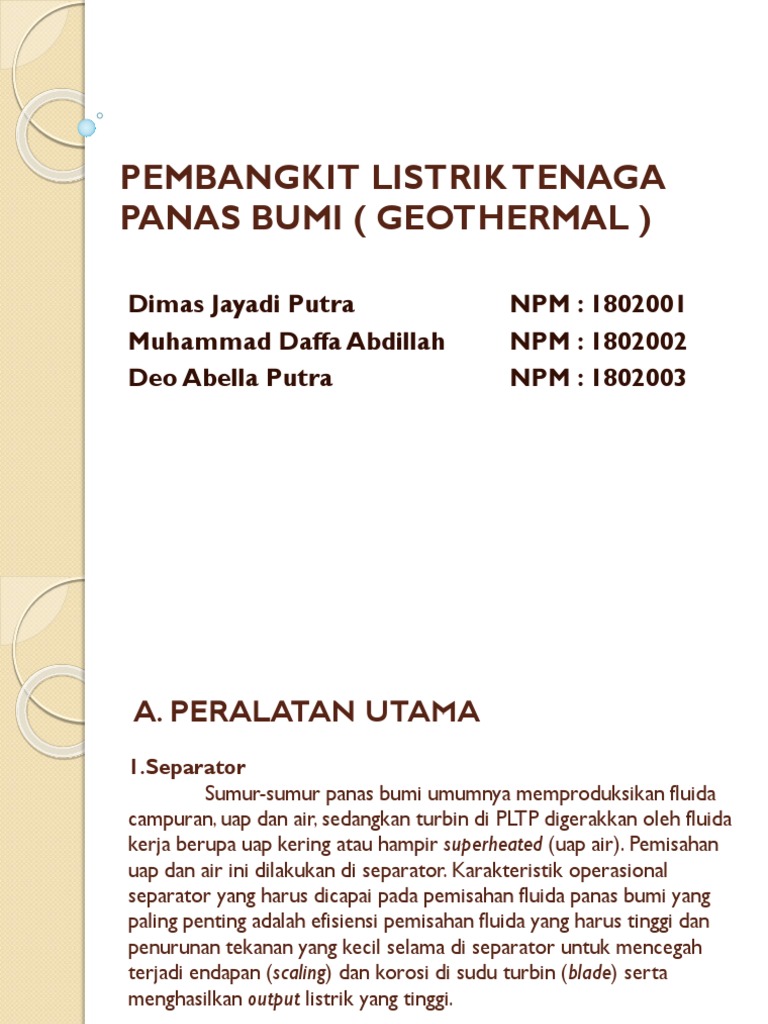 Komponen dan Cara Kerja PLTP Geothermal | PDF | Griya & Taman ...
