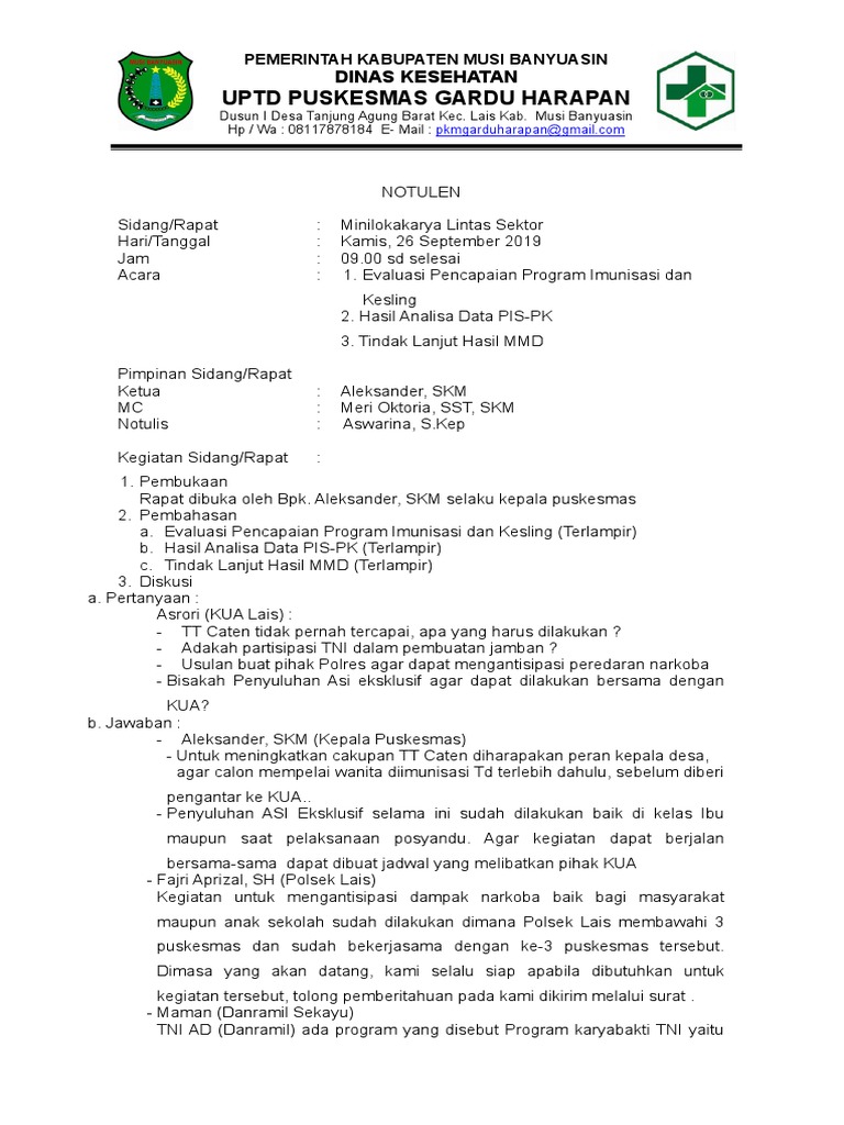 Notulen Linsek | PDF