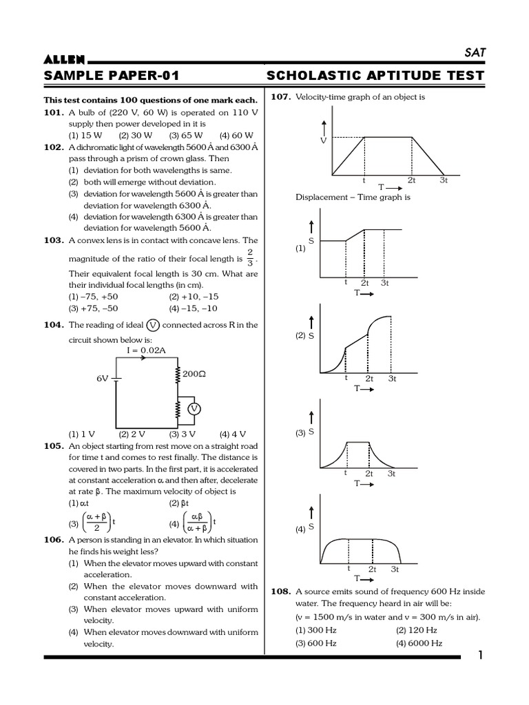Delhi NTSE Sample Paper SAT | PDF | Acceleration | Area