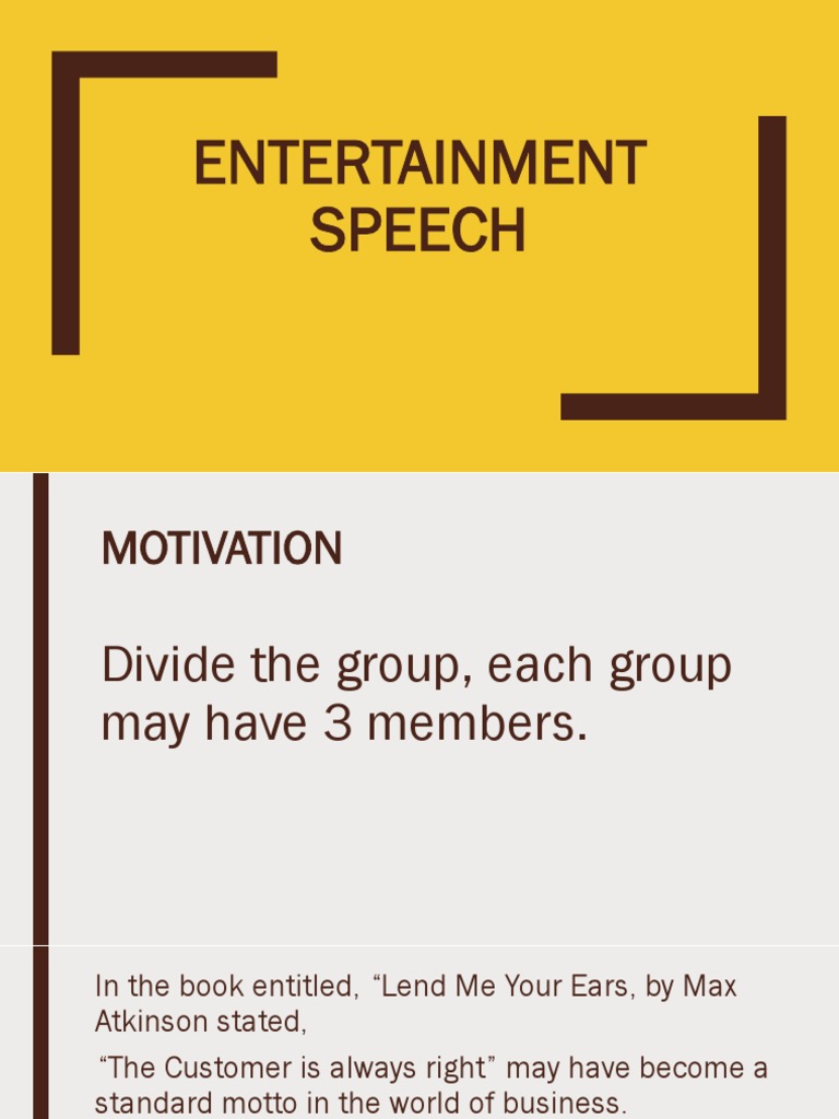 Entertainment Speech | PDF