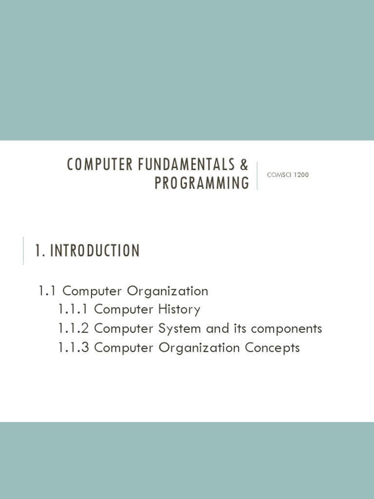 Computer Fundamentals & Programming: COMSCI 1200 | Download Free PDF | Computer Hardware ...