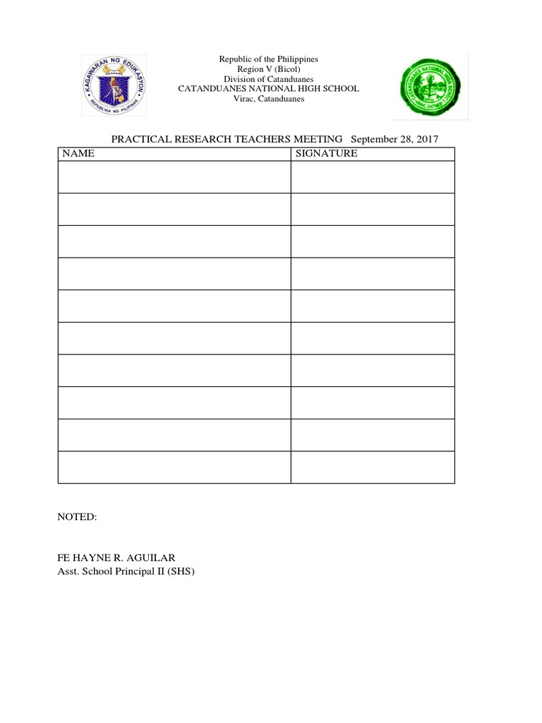 Practical Research Meeting Notes | PDF