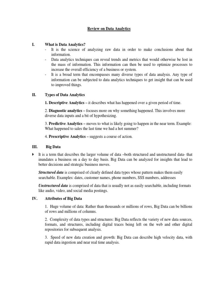 Review On Data Analytics | PDF | Analytics | Predictive Analytics
