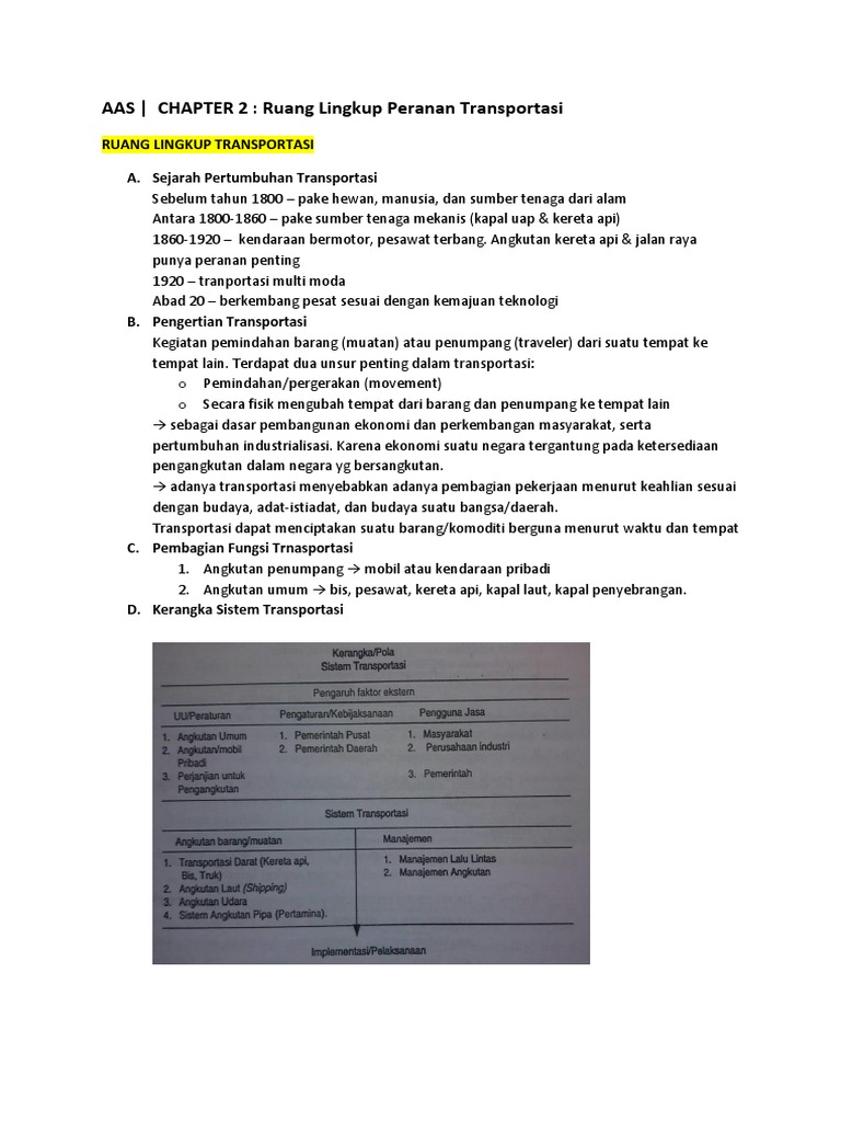 AAS Chapter 2 - Ruang Lingkup Peranan Transportasi | PDF