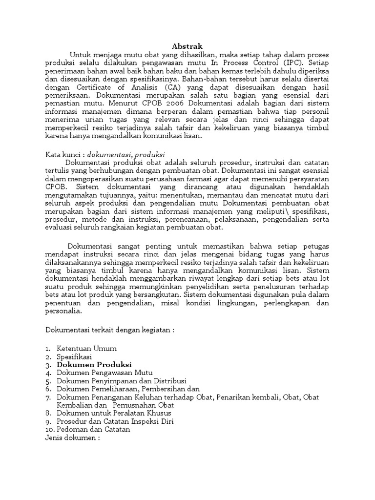 Contoh Batch Record di Industri Farmasi | PDF