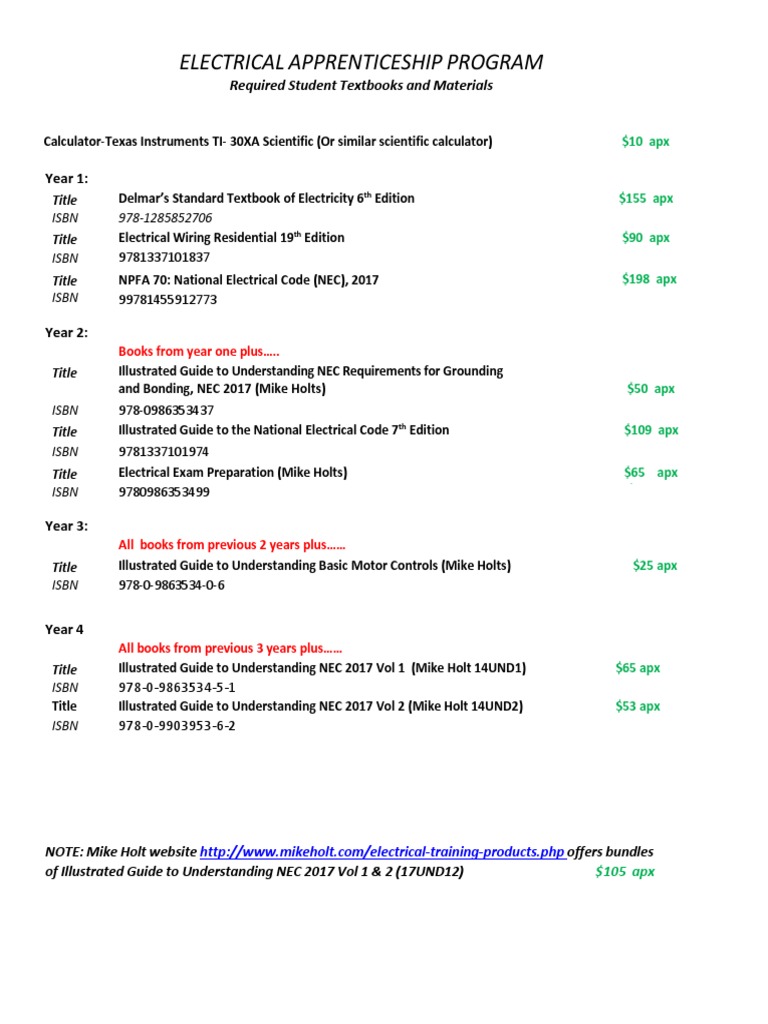 Electrical Apprenticeship Program Textbooks | PDF