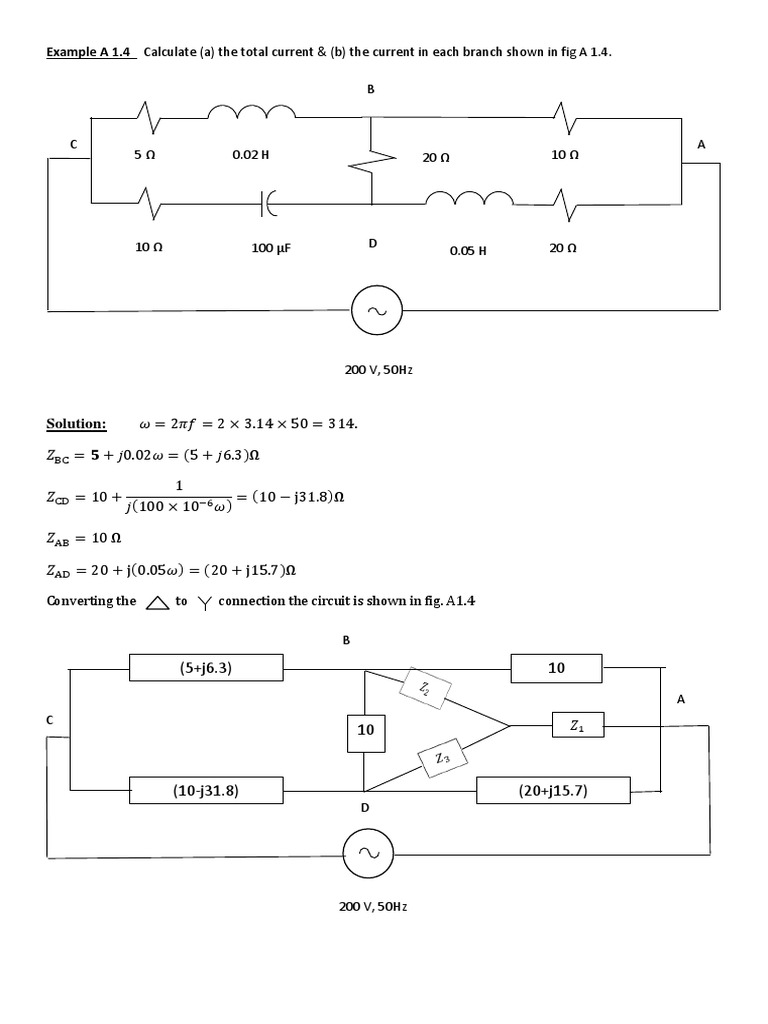 Example A 1.4 Calculate (A) The Total Current & (B) The Current in Each ...