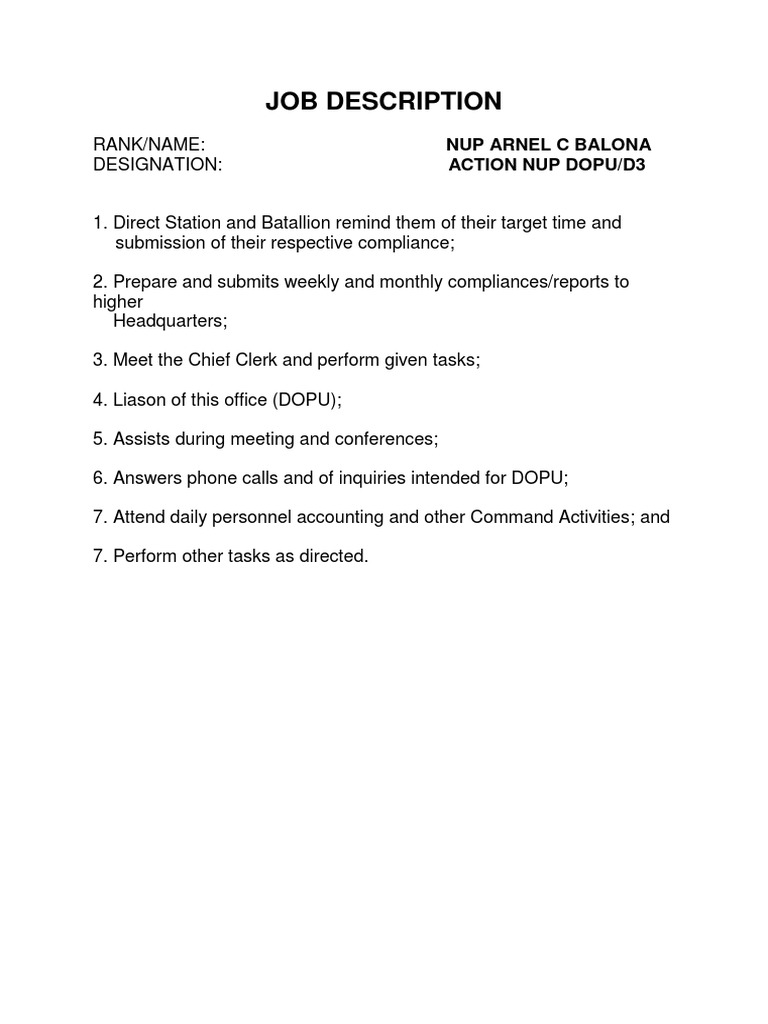 Job Description | PDF | Police | National Security