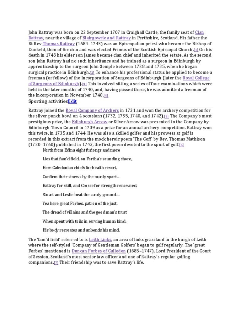 Clan Rattray Blairgowrie and Rattray Thomas Rattray: Sporting ...