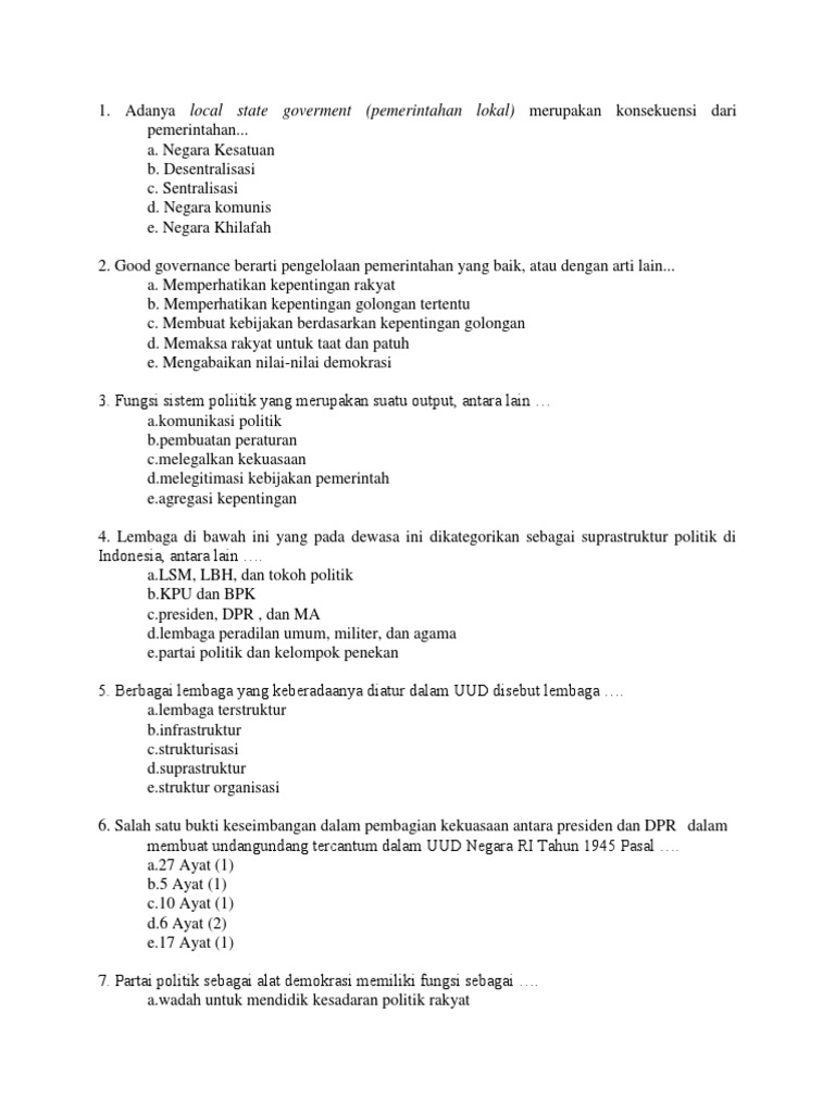 Pre Test Dan Post Test Soal PPKN Kelas X (Instrumen Penelitian) | PDF