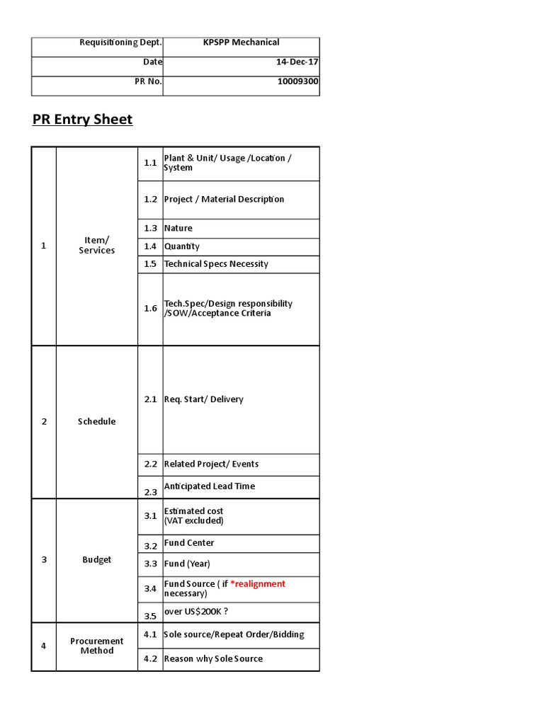 PR Entry Sheet - K01 To K04 SAPM | PDF | Specification (Technical ...