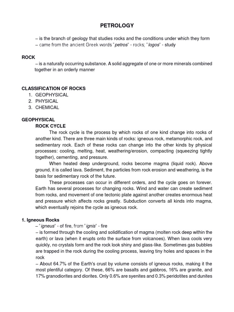 Petrology | PDF | Rock (Geology) | Igneous Rock