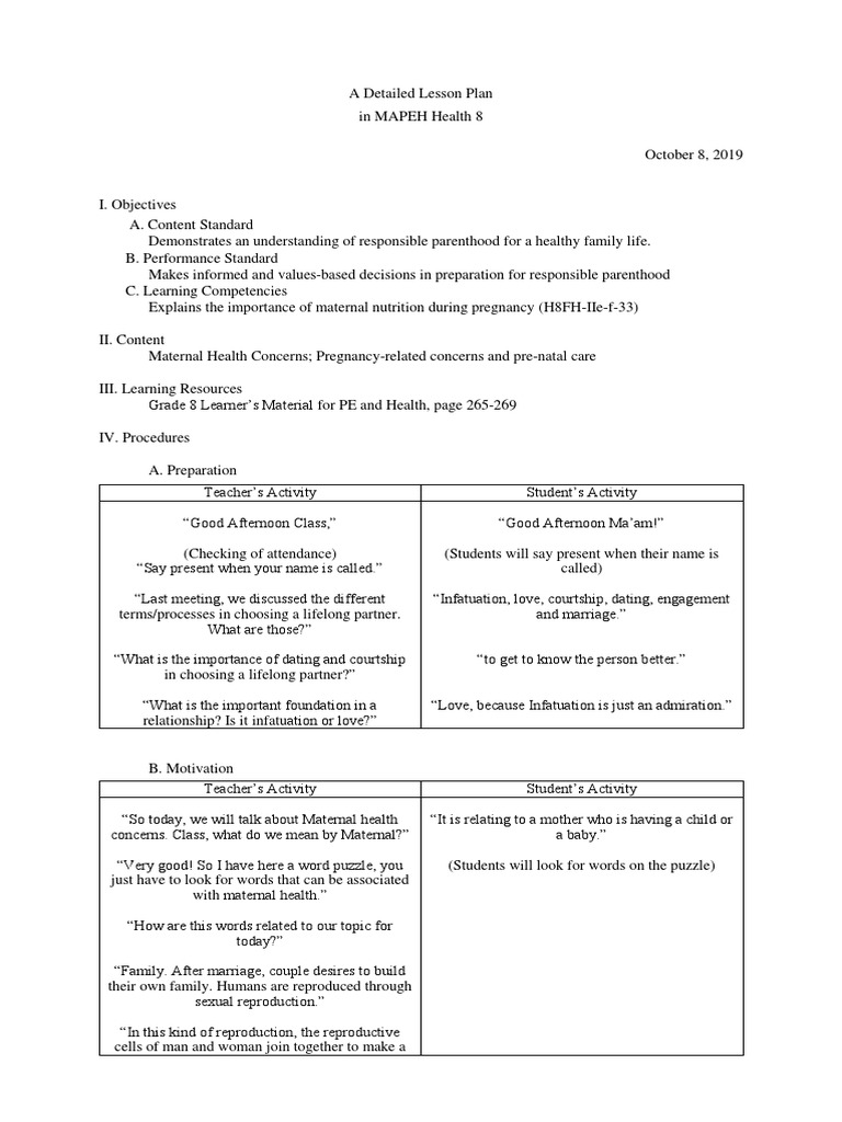 Pregnancy Lesson Plan | PDF | Implantation (Human Embryo) | Uterus