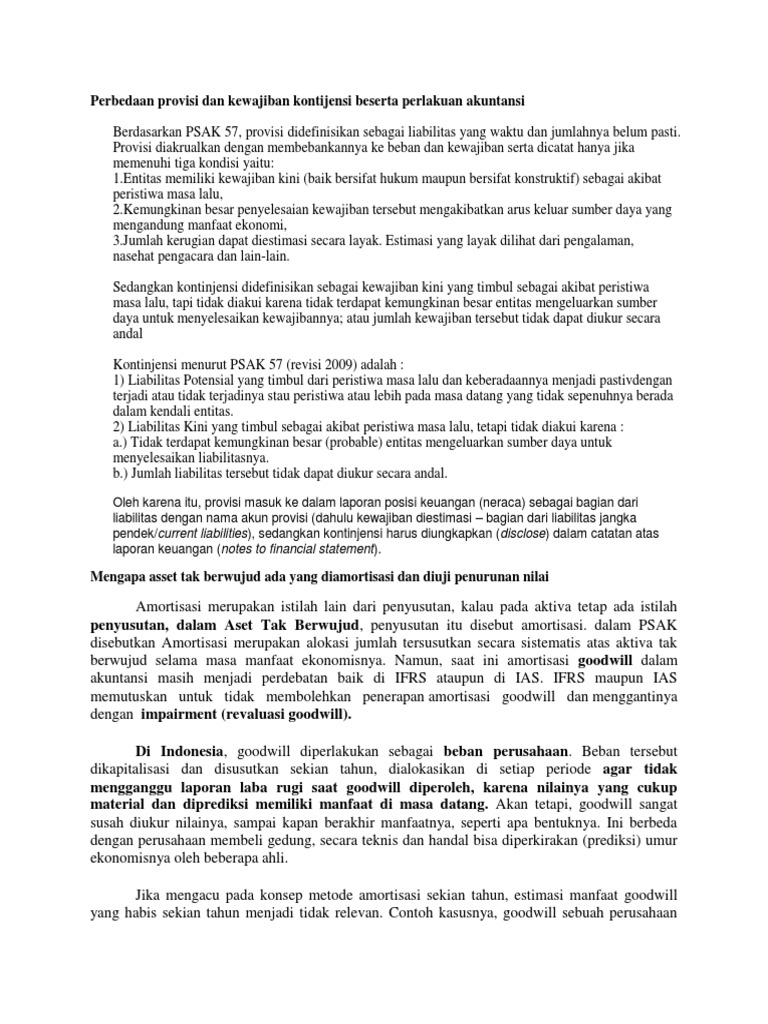 Perbedaan Provisi Dan Kewajiban Kontijensi Beserta Perlakuan Akuntansi ...