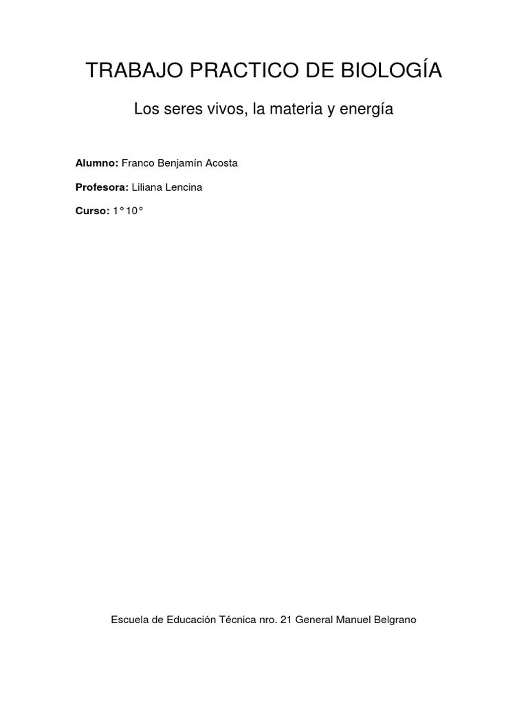 Trabajo Practico de Biología | PDF | Fotosíntesis | Plantas