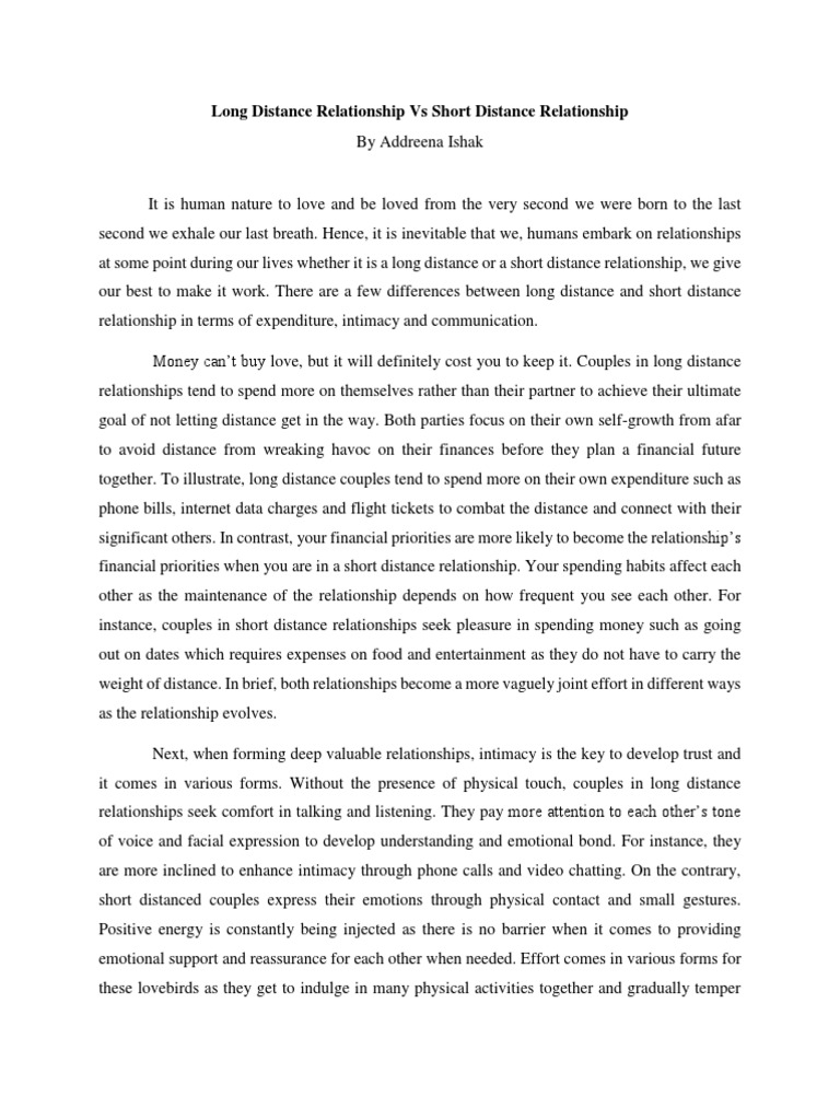 Long Distance Relationship Vs Short Distance Relationship | PDF ...