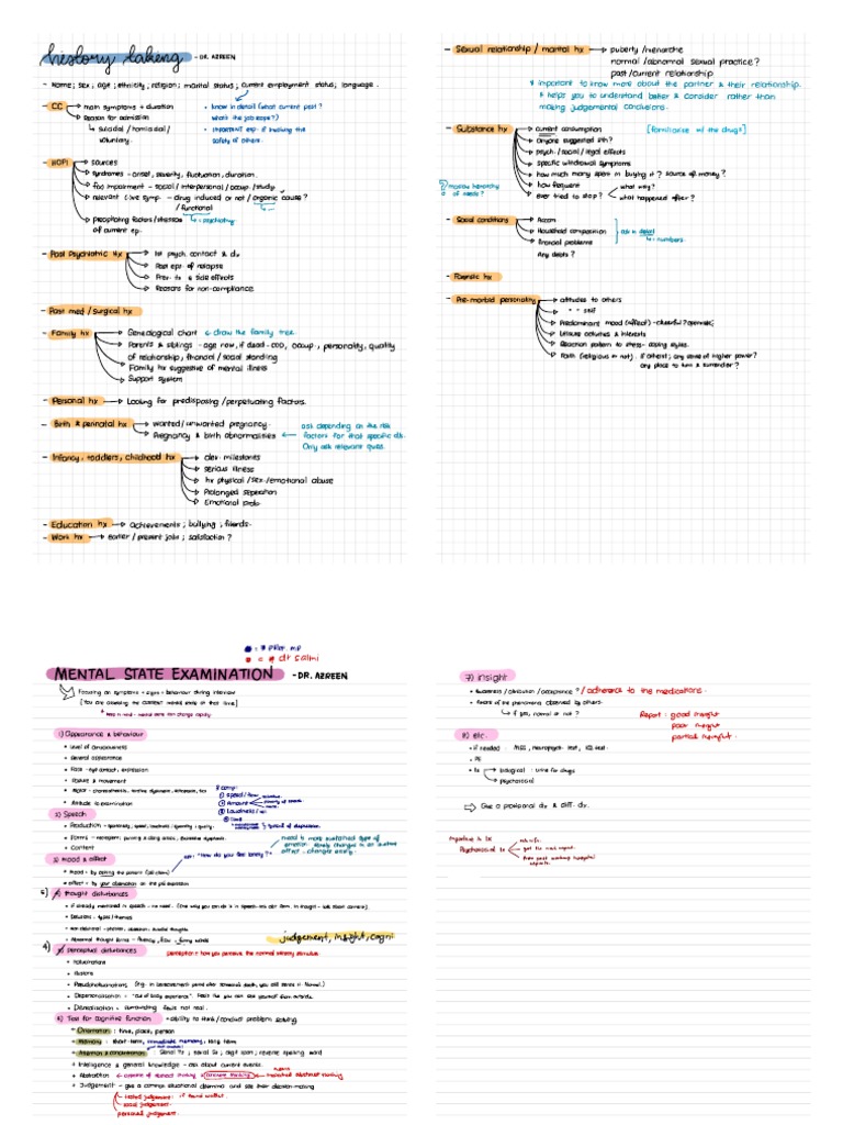 Template Clerking Psychiatry | PDF | Abnormal Psychology | Neuroscience