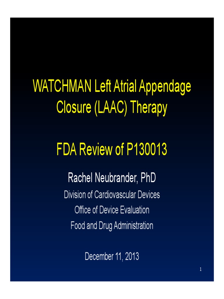 FDA Review of WATCHMAN LAAC Therapy for Stroke Prevention | PDF ...