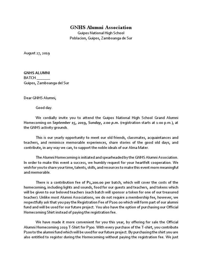 Letter To Alumni | PDF | Business