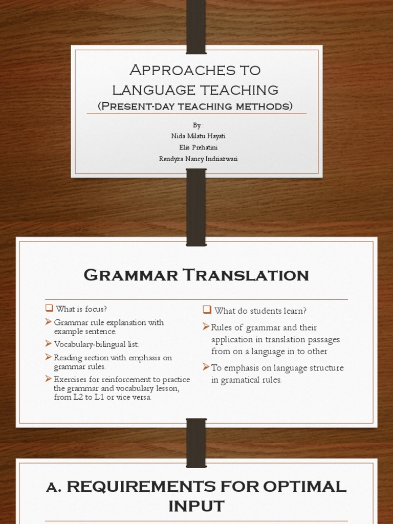 Approaches To Language Teaching: (Present-Day Teaching Methods) | PDF ...
