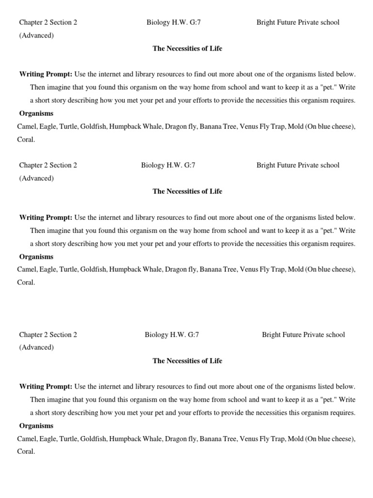 Writing About Organisms as Pets | PDF | Young Adult