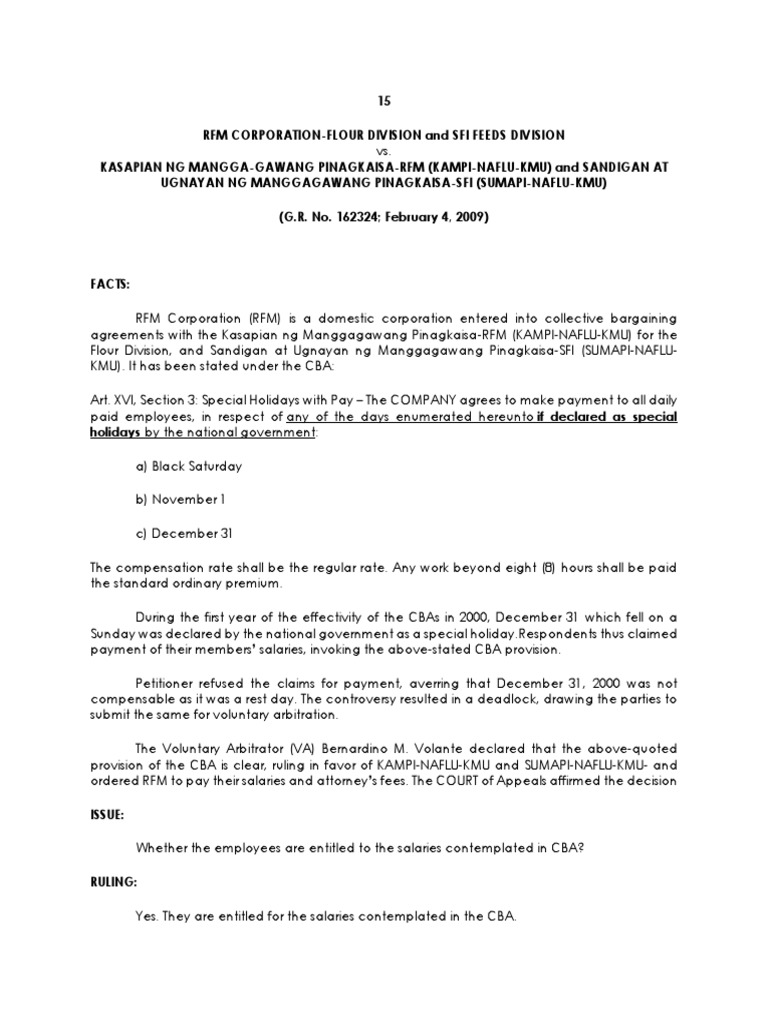 Labor Digested Case | Download Free PDF | Collective Agreement | Employment