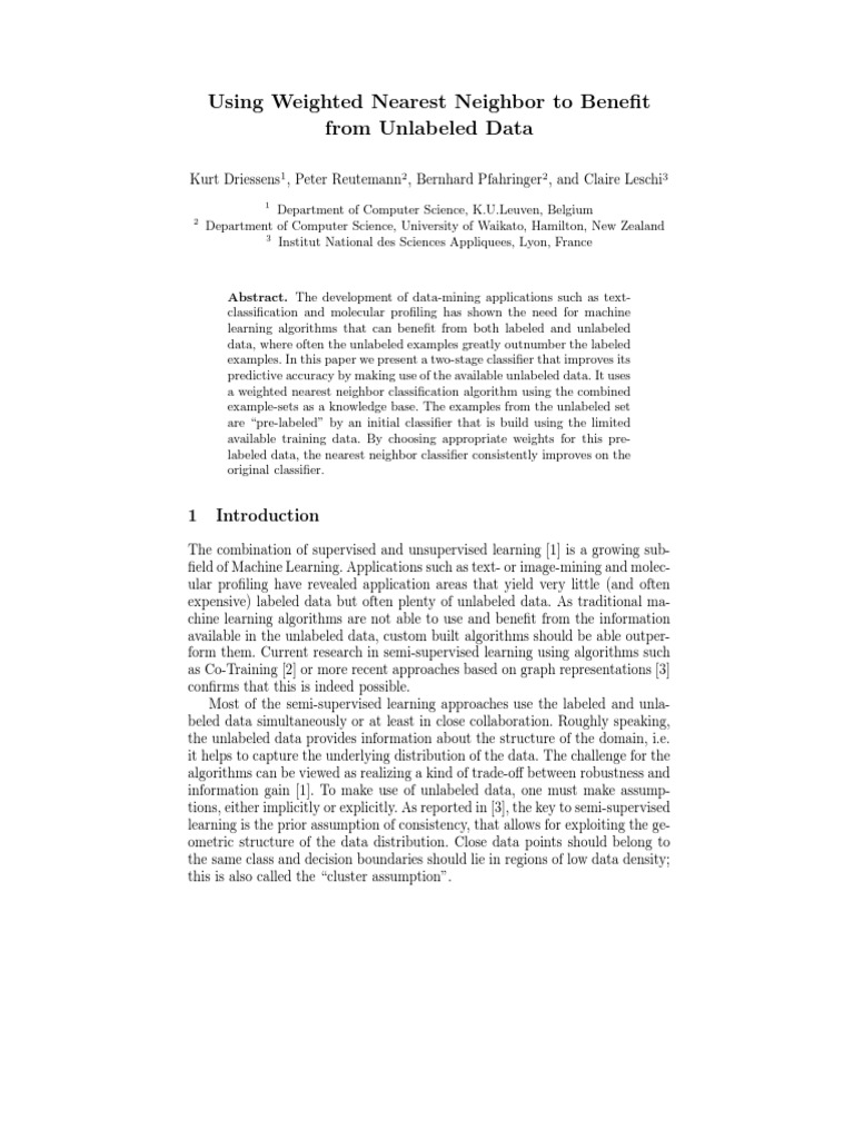 Using Weighted Nearest Neighbor To Benef PDF | PDF | Statistical ...