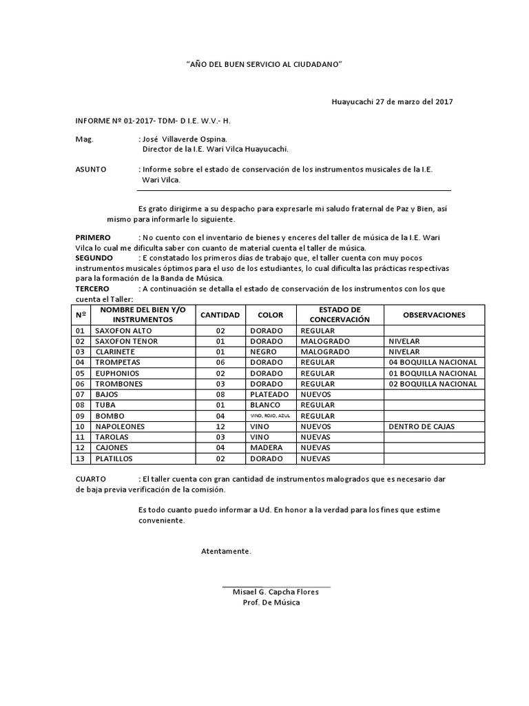 Informe sobre instrumentos musicales I.E. Wari | PDF | Saxofón ...