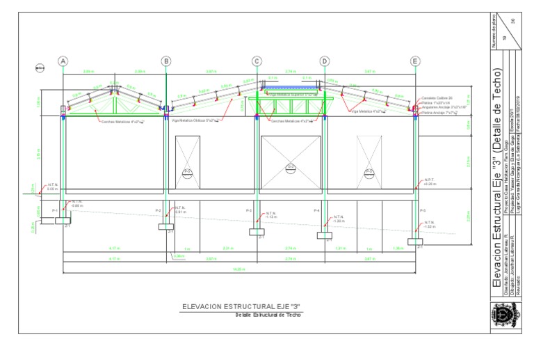 Elevacion Estructural Eje 3 (Detalle de Techo) Pag.19 | PDF