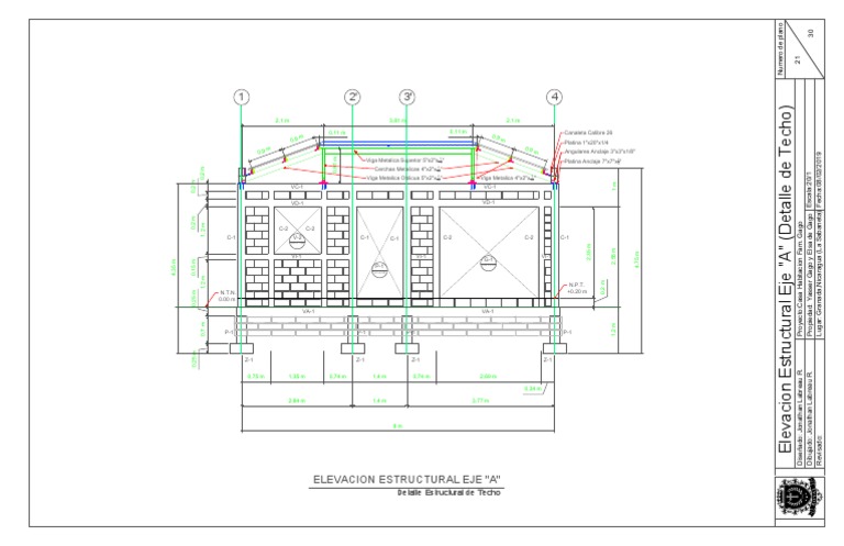 Elevacion Estructural Eje A (Detalle de Techo) Pag.21 | PDF