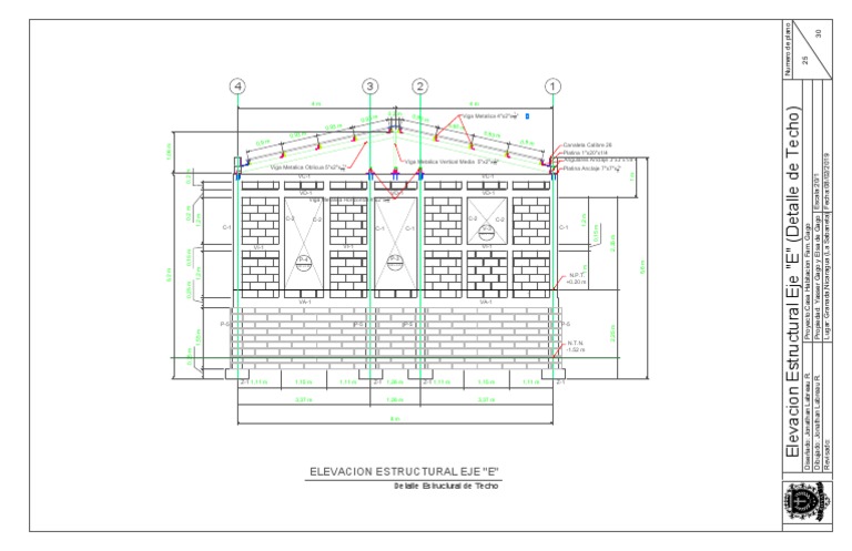 Elevacion Estructural Eje E (Detalle de Techo) Pag.25 | PDF