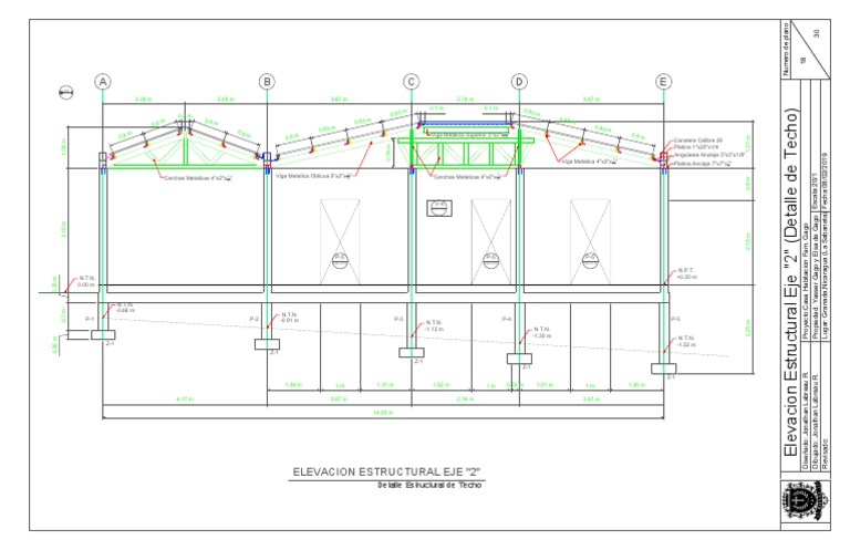 Elevacion Estructural Eje 2 (Detalle de Techo) Pag.18 | PDF