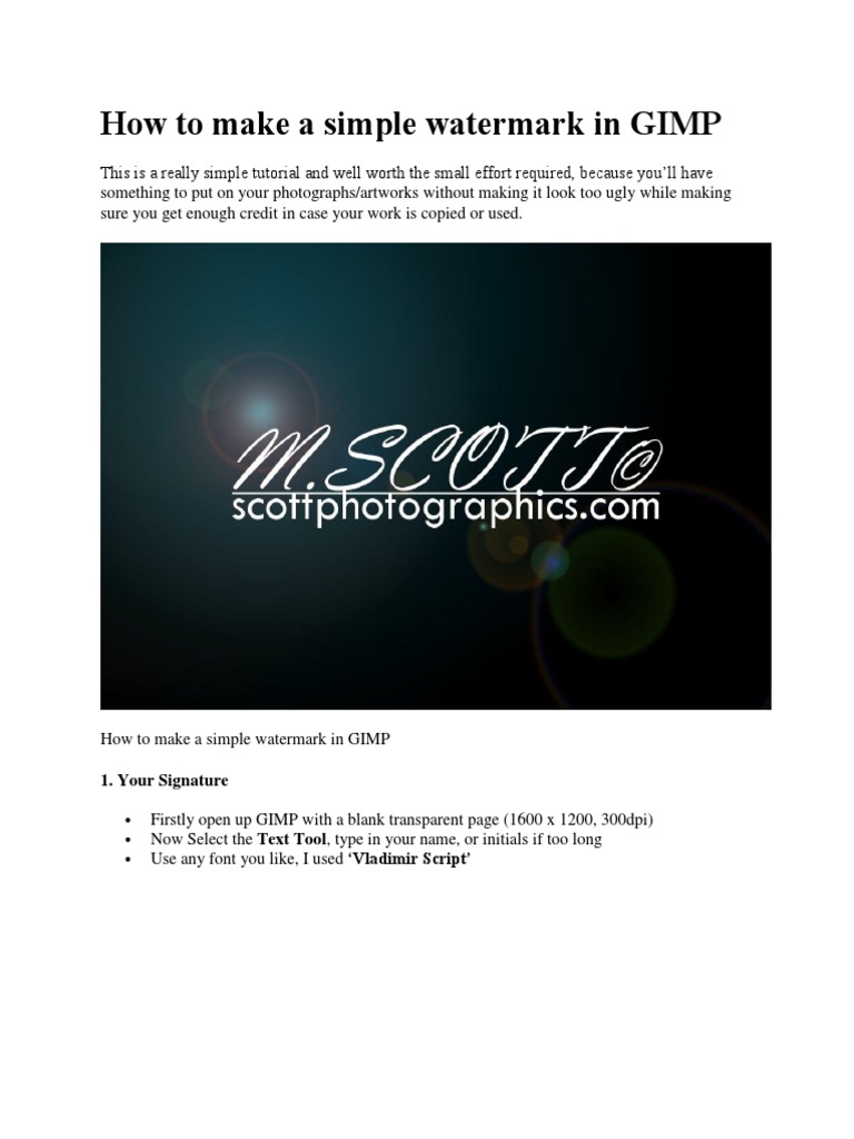 How To Make A Watermark in Gimp | PDF | Computing | Software