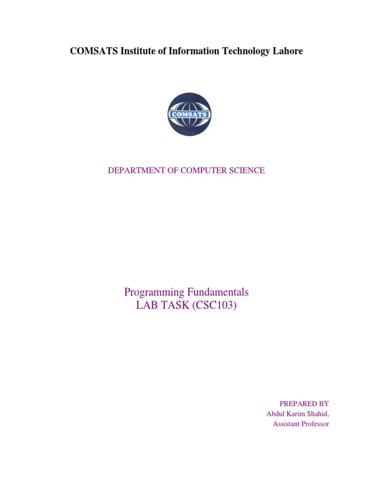 CSC103-LabSheet 1 | PDF | Area | Software Development