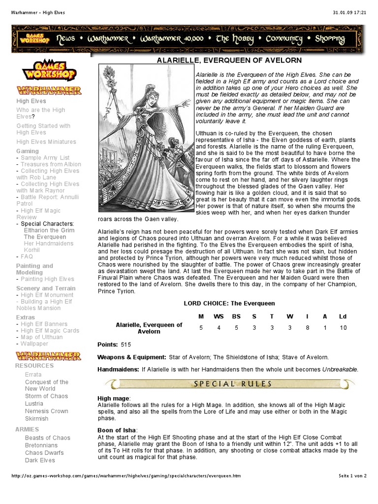 Alarielle Everqueen of Avelorn | PDF | Fantasy Worlds | Campaign Settings