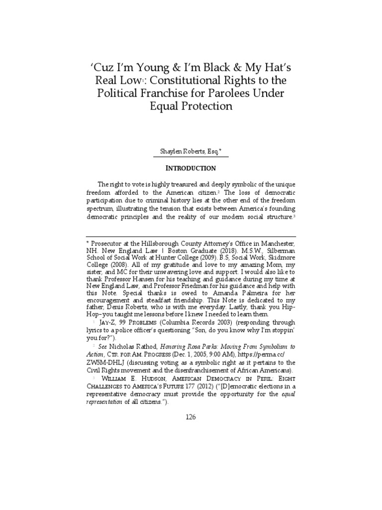 Cuz I'm Young & I'm Black & My Hat's Real Low: Constitutional Rights To ...