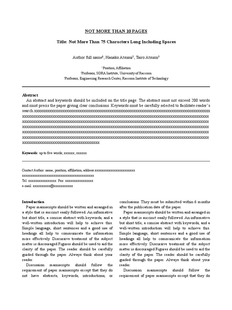 2018AFC Paper Format English | PDF | Abstract (Summary) | Human ...
