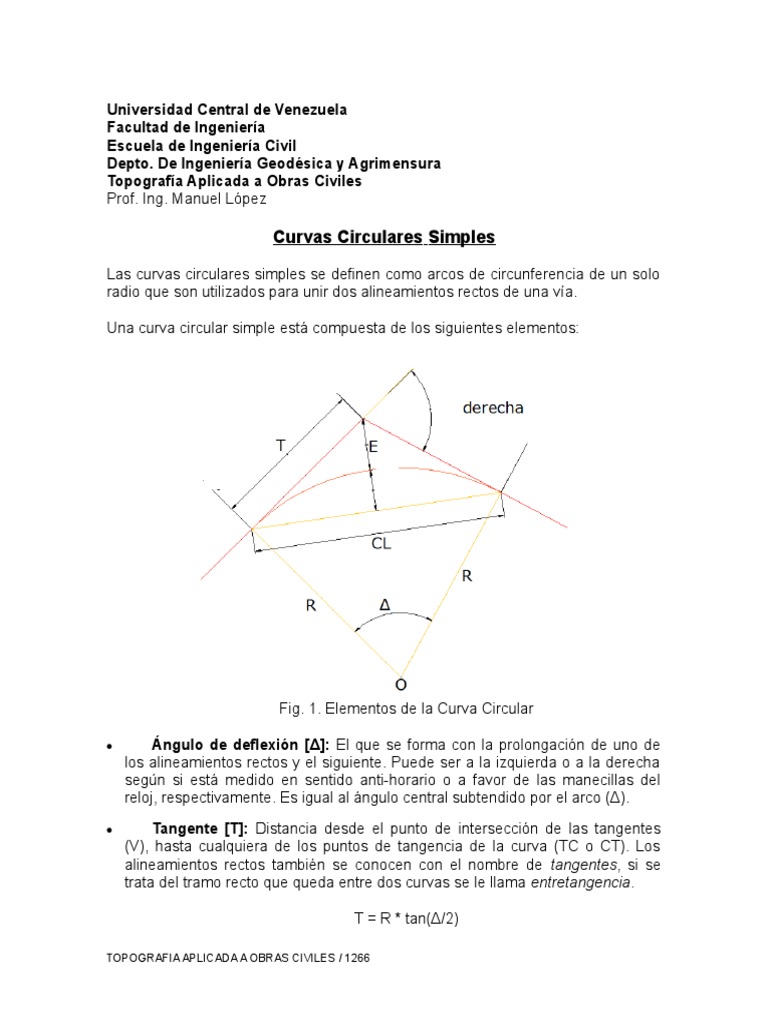 Curvas Circulares Simples en Topografía | PDF | Curva | Circulo
