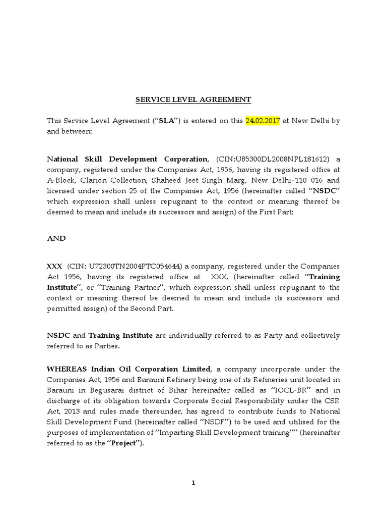 Draft Sla PDF | PDF | Indemnity | Arbitral Tribunal
