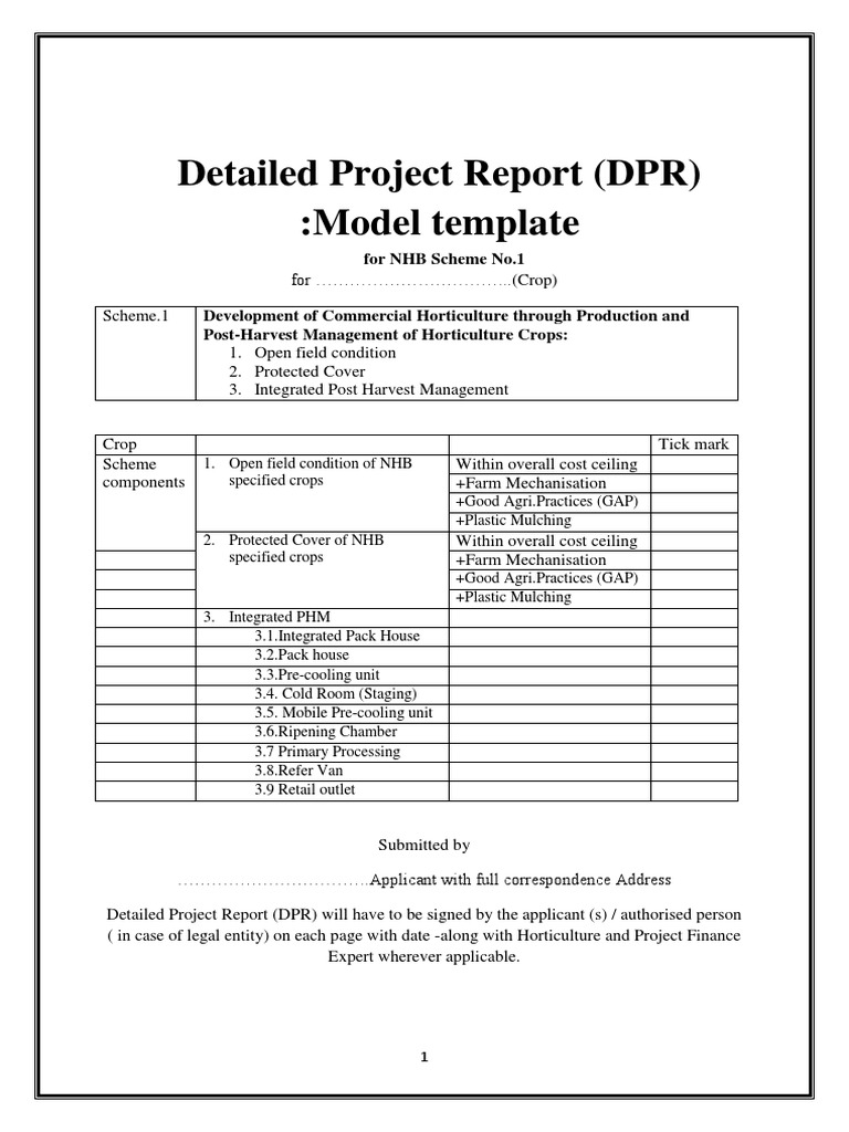 DPR Template for NHB Horticulture Scheme | PDF | Internal Rate Of ...