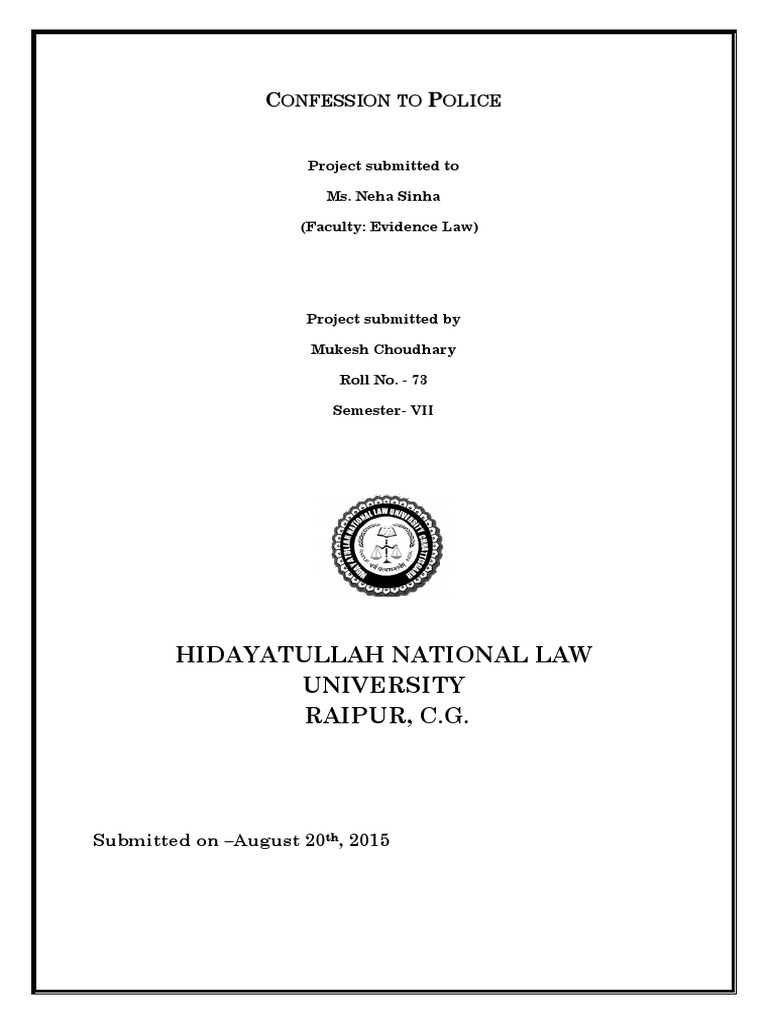 Confession to Police: Admissibility and Evidentiary Value | PDF ...