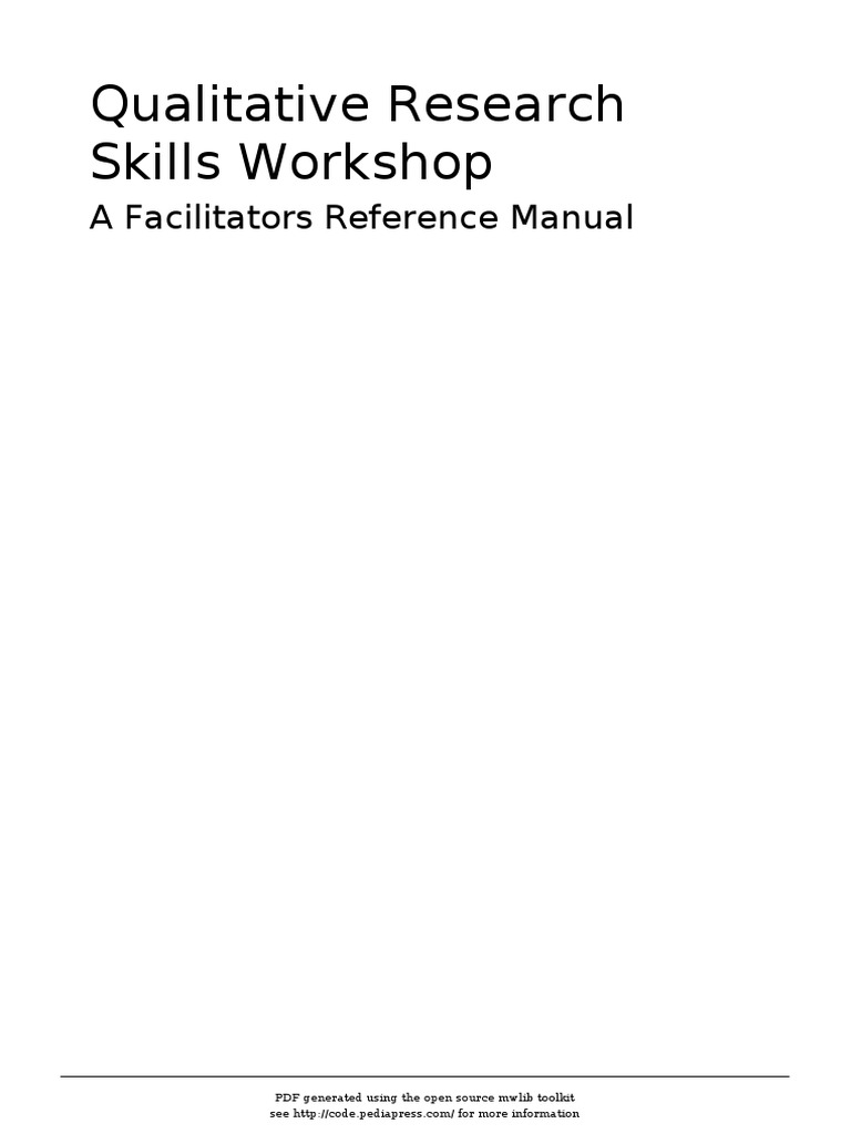 Qualitative Research Skills Workshop | PDF | Qualitative Research | Brainstorming